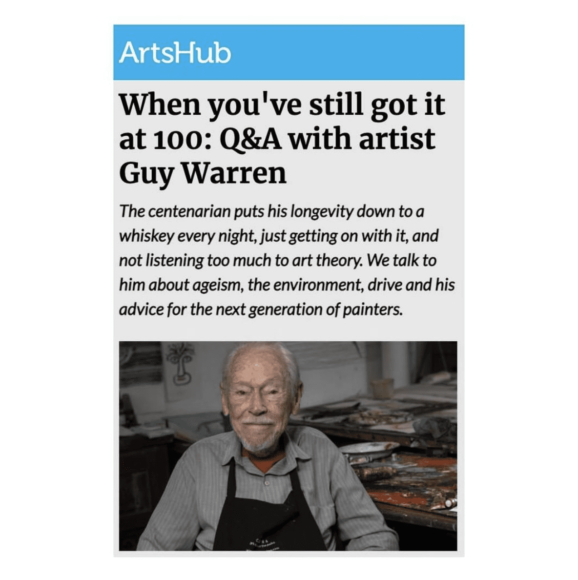 GUY WARREN FEATURE IN ARTSHUB BY GINA FAIRLEY - Nicholas Thompson Gallery