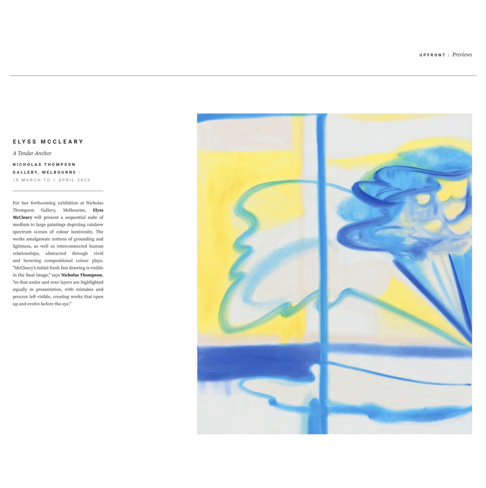 ELYSS MCCLEARY EXHIBITION PREVIEWED IN 'ART COLLECTOR' ISSUE 103 ...